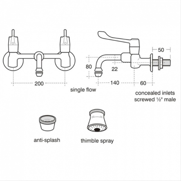 Medical Taps | Hospital Elbow Taps - Lime Kitchen & Bathroom