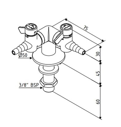 Arboles 2 Way Drop Lever Gas Tap - Bench Mounted - Lime Kitchen & Bathroom