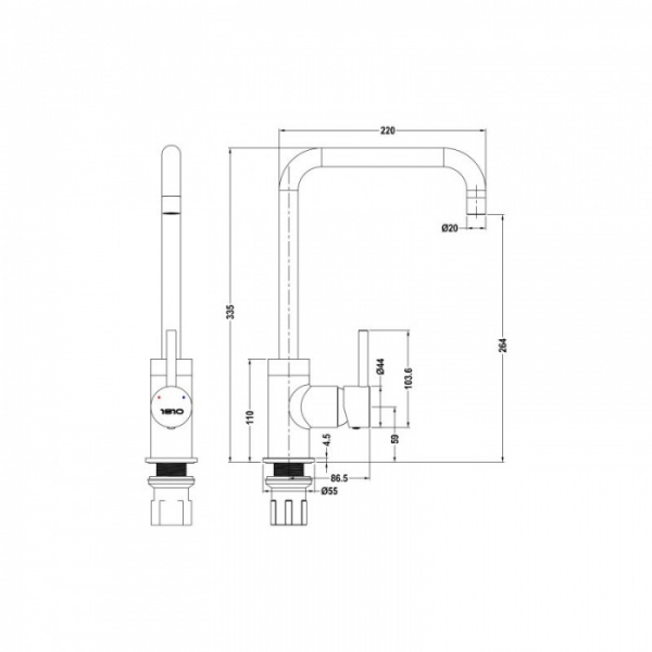 Cascata Matte Black Square Sout Sink Mixer | 1810 Company Tap ...