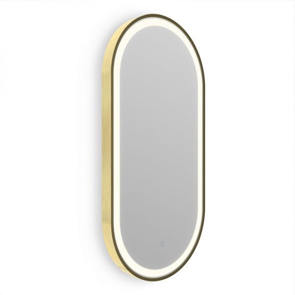 Lomax Light Illuminated Capsule Mirror - brushed brass. Available in 2 ...