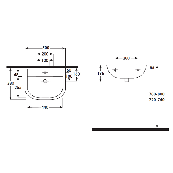 Ceramic Hospital Basins | HTM64 Sinks - Lime Kitchen & Bathroom
