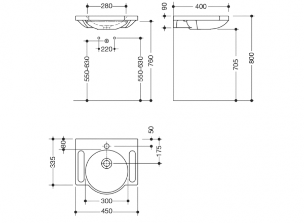 Ceramic Hospital Basins | HTM64 Sinks - Lime Kitchen & Bathroom