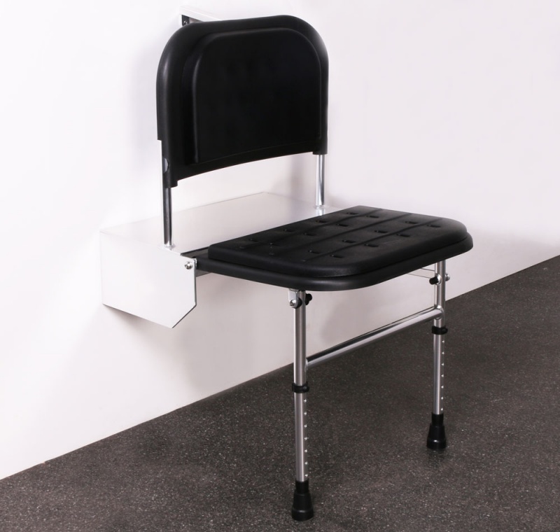 Black padded Doc M shower seat with legs - Lime Kitchen & Bathroom