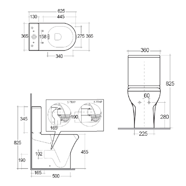 Close Coupled Raised Height BTW WC - Lime Kitchen & Bathroom
