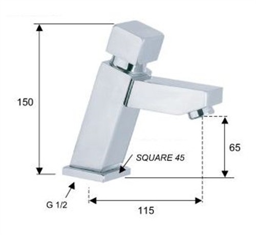 Commercial Square Non Concussive Basin Tap - Lime Kitchen & Bathroom