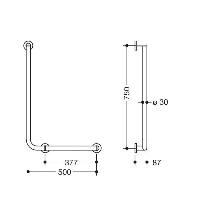 HEWI System 900 'L' Shaped Support Support Rail - Matt Black - Lime ...
