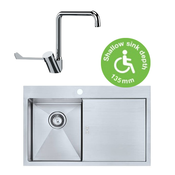 Accessible Kitchen Sink and Tap Pack with Right Hand Drainer - Lime ...