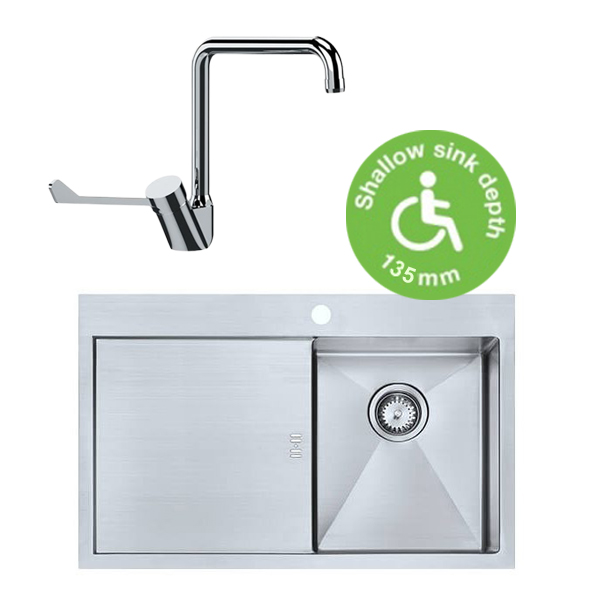 Accessible Kitchen Sink and Tap Pack with Left Hand Drainer - Lime ...
