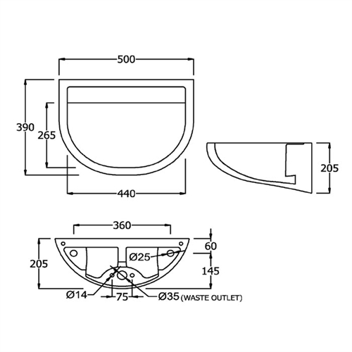 HTM64 Medical Washbasin | Hospital Pattern Handwash Basin - Lime ...