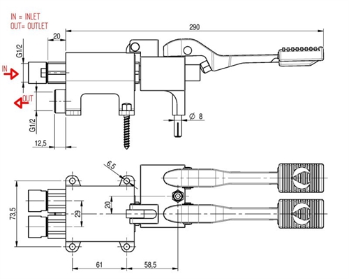 Hart 2 Pedal foot Operated Mixer Valve - Lime Kitchen & Bathroom