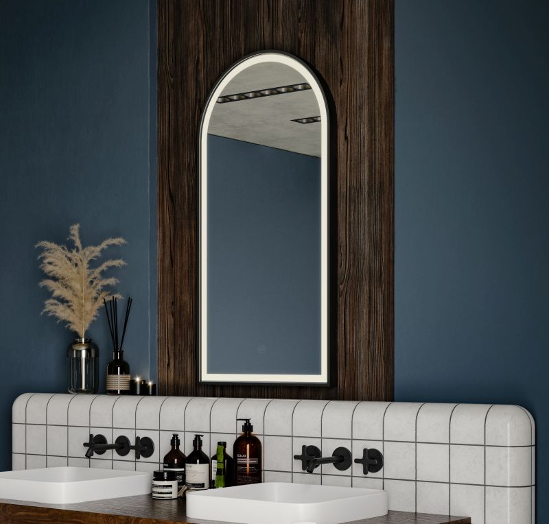 Lomax Light Illuminated Arch Mirror - black. Available in 2 sizes ...