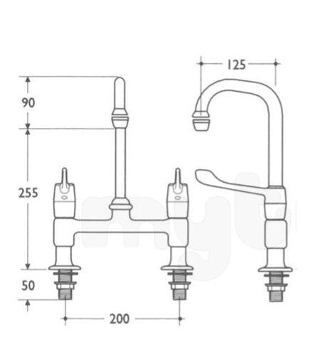 Markwik Extended Lever Pillar (Deck) Mixer Tap S8200AA - Lime Kitchen ...