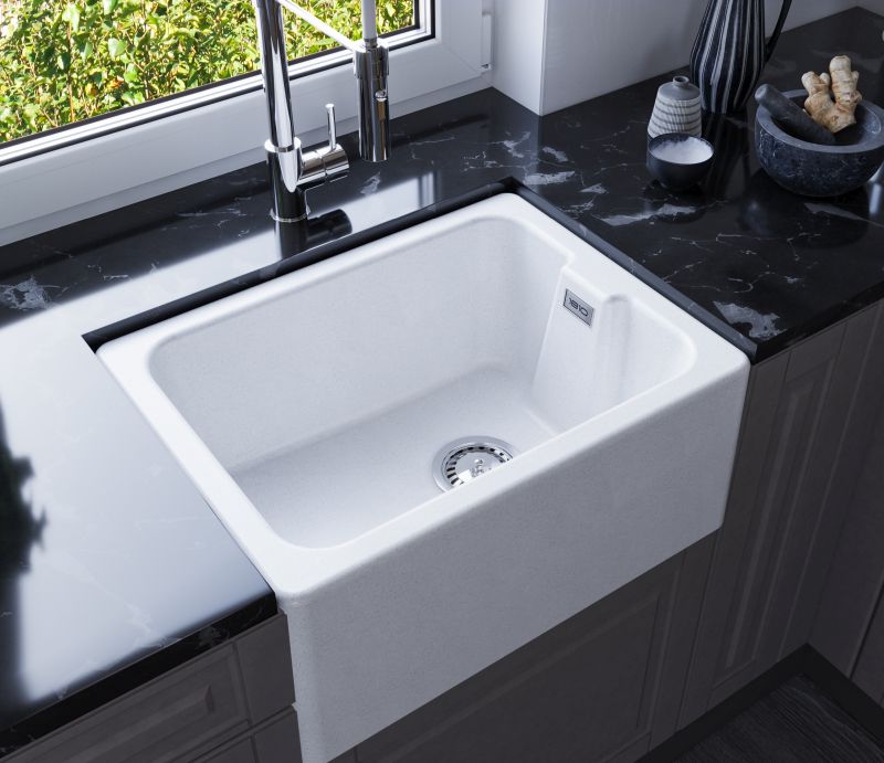 Maya Quartz Belfast Sink - White Finish - Lime Kitchen & Bathroom