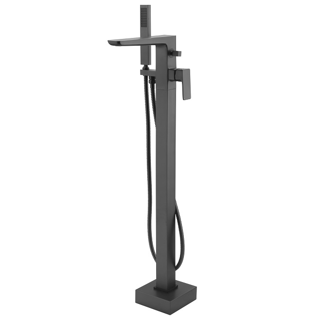 Ravenna Graphite Grey Floor Standing Bath Shower Mixer & Kit - Lime ...