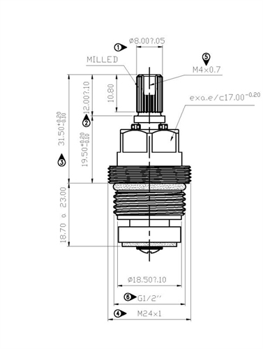 1/2" Wind Down Tap Valve - 24 Teeth Spline - Lime Kitchen & Bathroom