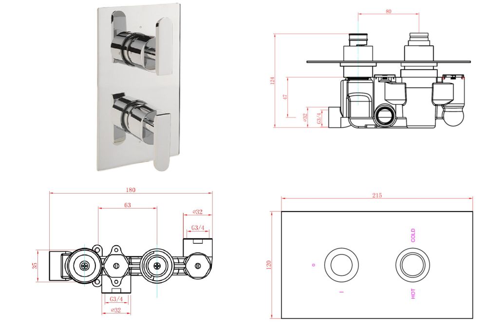 Eclipse Concealed Shower Valve - Lime Kitchen & Bathroom