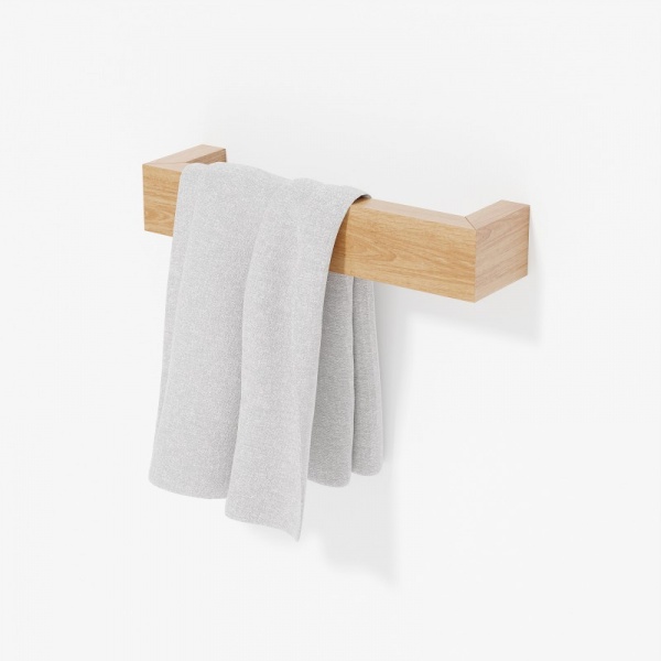 Natural oak wall mounted hand towel rail - Lime Kitchen & Bathroom